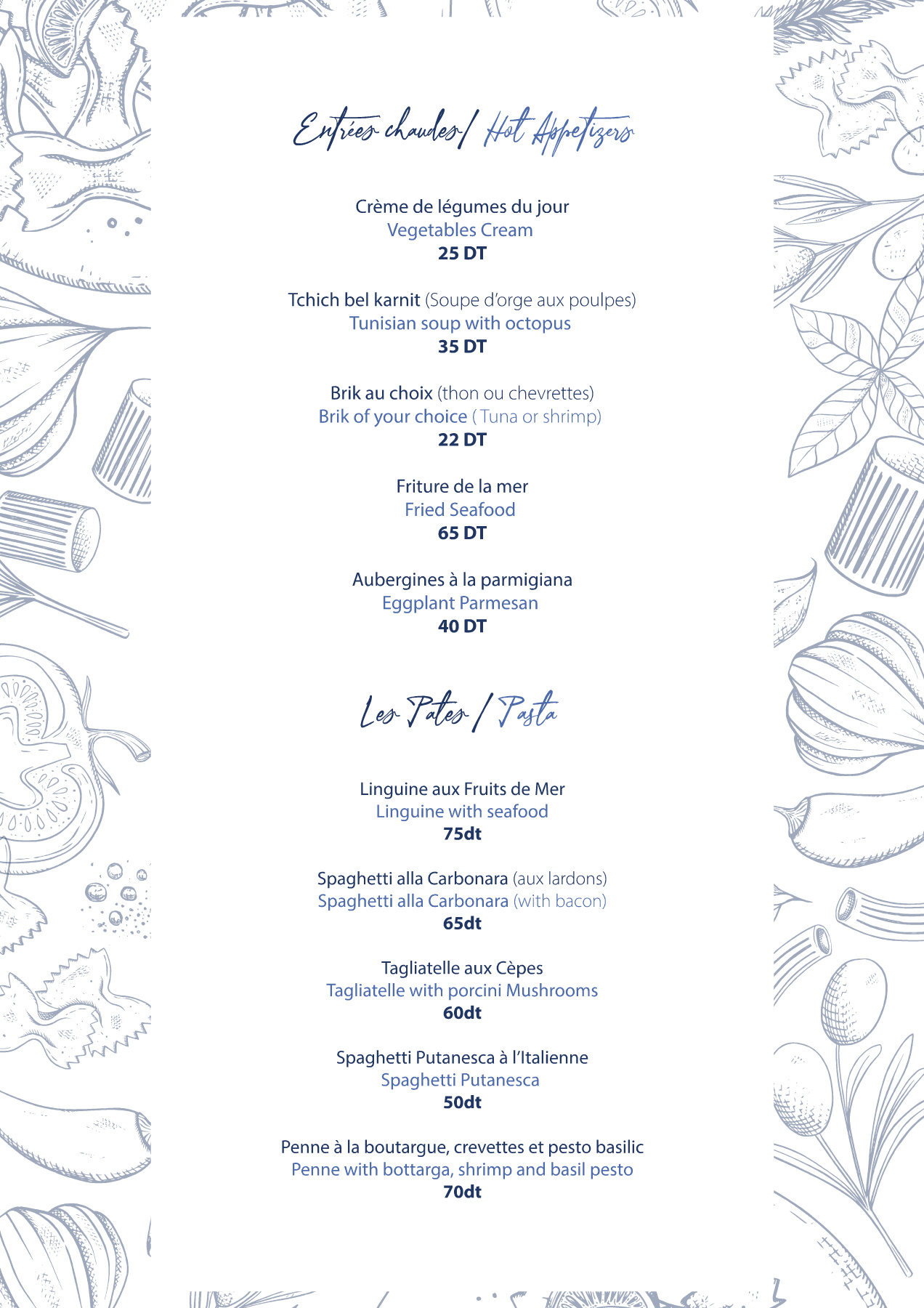 Dar Zarrouk - Menu